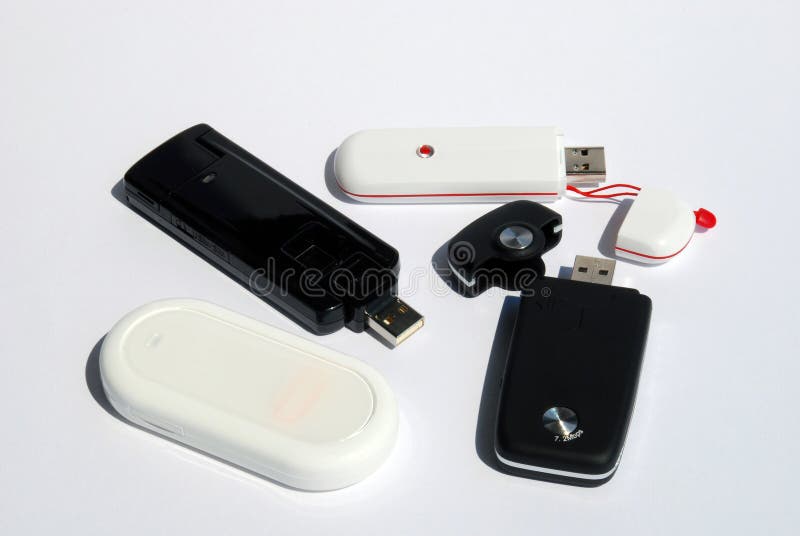 Four modem Usb 3G key stock image. Image of gigabyte, laptop - 5336917