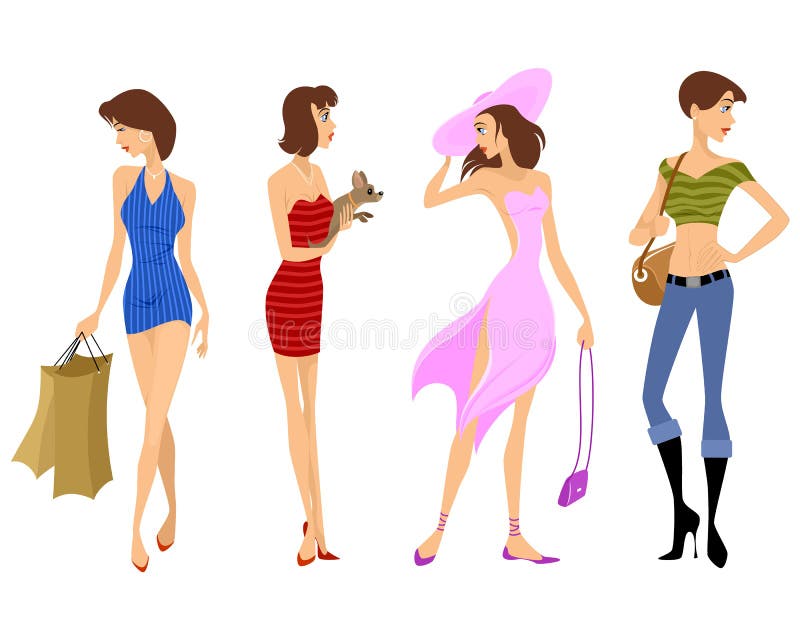 Six modern girls stock vector. Illustration of fashionable - 92308380
