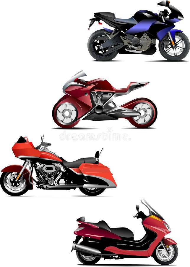 Group Motorcycles Top View 3d Rendering Stock Illustration ...