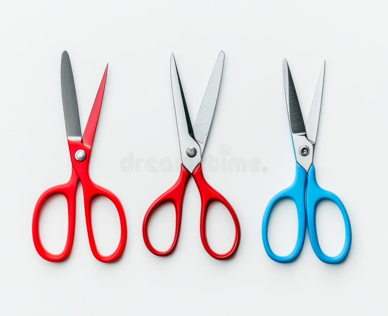 Four Modern and Vintage Scissors, Presented As Isolated Design Elements ...
