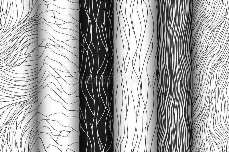 Four Monochrome Designs with Varying Textures and Shapes Stock Image ...