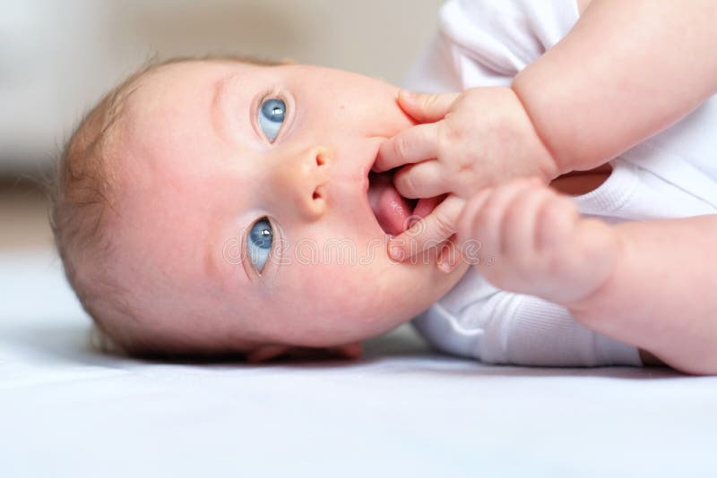 Four months old baby stock photo. Image of little, offspring - 72892246