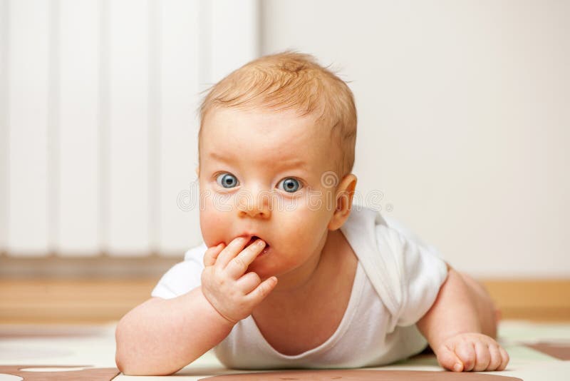 Four months old baby stock image. Image of resting, blue - 84110255
