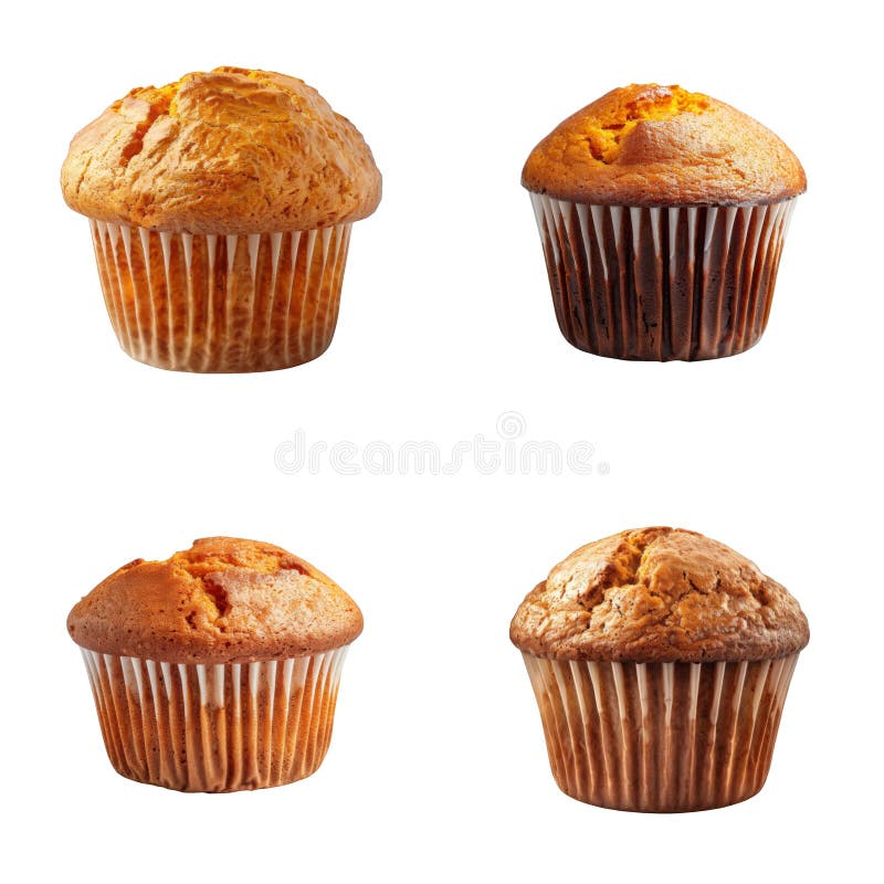 Four Muffin Variations with Paper Liners Stock Image - Illustration of ...