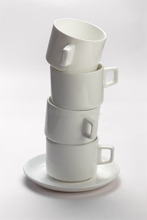 Four Mugs Stacked on Saucer Stock Image - Image of breakable, cups: 7712599
