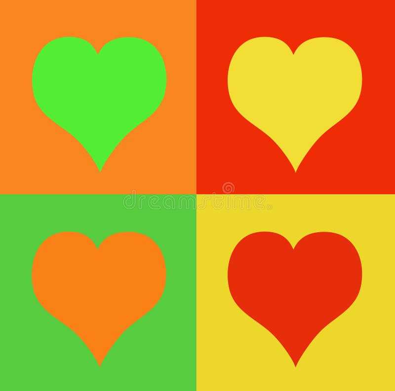 Four multi-colored hearts. stock illustration. Illustration of colorful ...