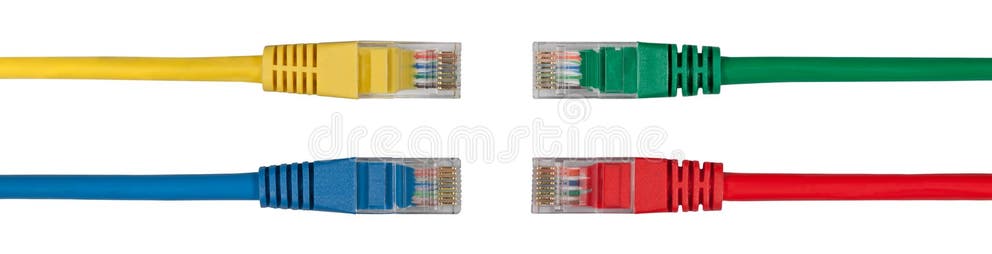 Four Multi Colored Network Cables Stock Photo - Image of digital ...