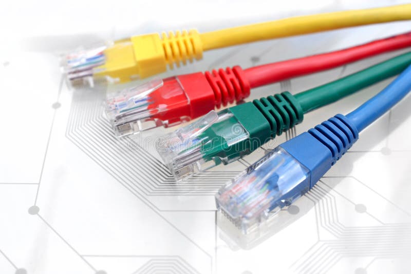 Colored Network Cables Connected To the Earth Stock Image - Image of ...