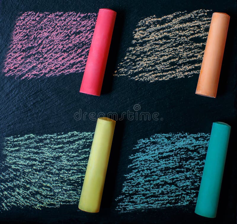 Four Multi-colored Squares are Drawn with Colored Chalk on a Rough ...