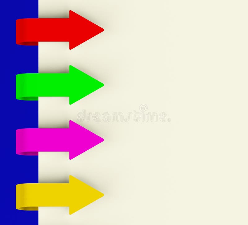 Four Multicolored Arrow Tabs Over Paper Stock Illustration ...
