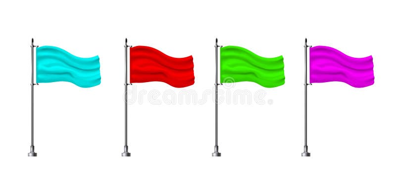 Four Multicolored Horizontal Banner Flags, Standing in a Row. Realistic ...