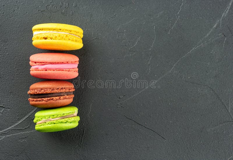 Four Multicolored Macaroons Stock Image - Image of french, gastronomy ...