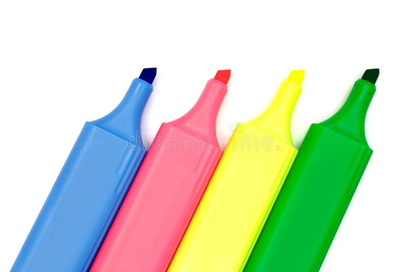 Four Multicolored Markers On White Paper Picture. Image: 1982981