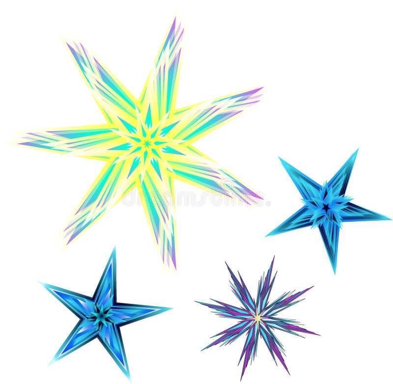 Four multicolored stars stock vector. Illustration of placard - 96894861