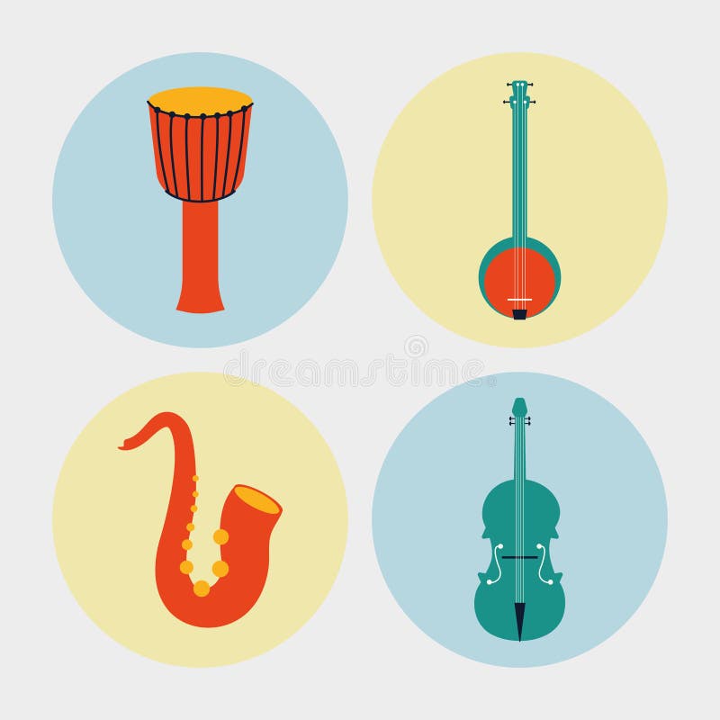 Four musical instruments stock vector. Illustration of musical - 215847466