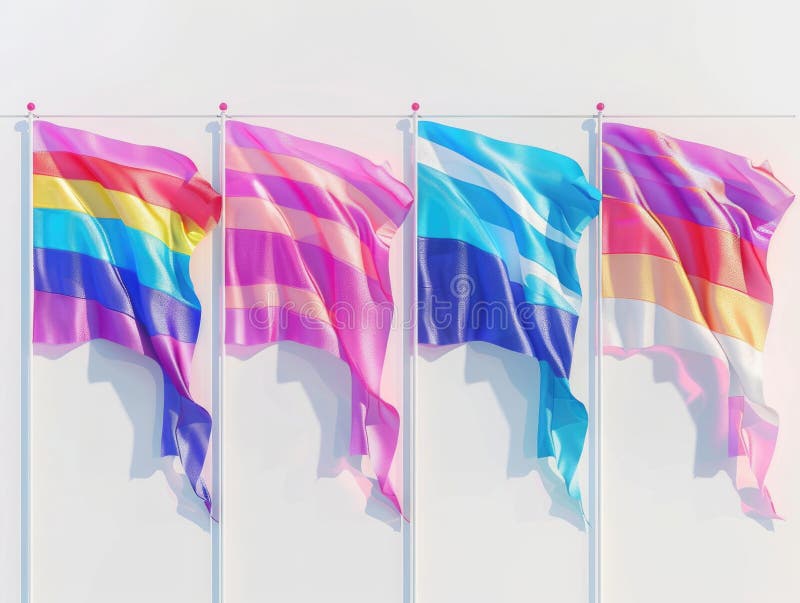 Four National Flags on a Pole Stock Photo - Image of flags, event ...