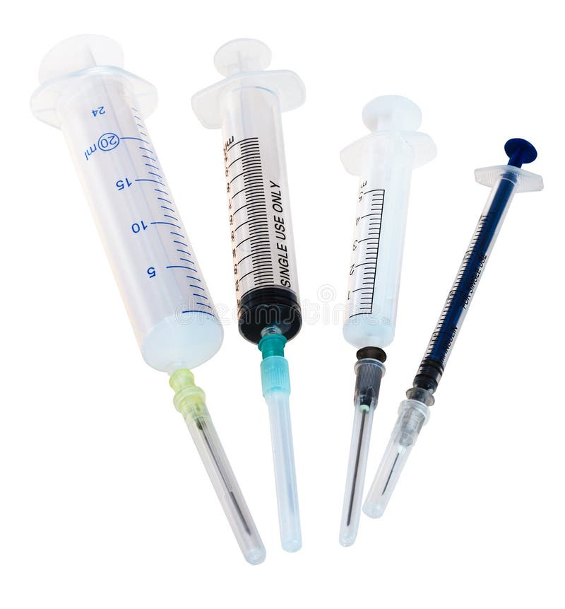 Four New Empty Medical Plastic Disposable Syringes Stock Photo - Image ...