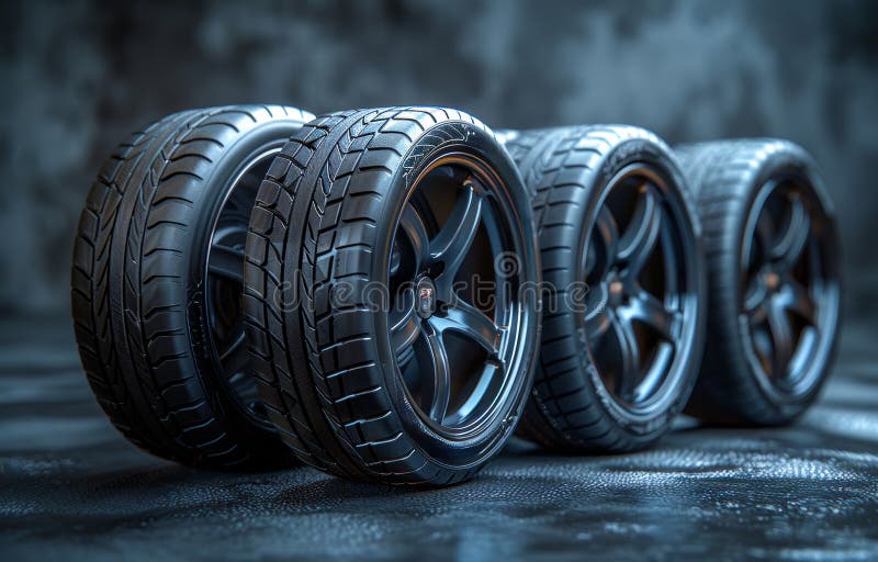 Four New Tires are on the Ground. Stock Image - Image of clean, profile ...