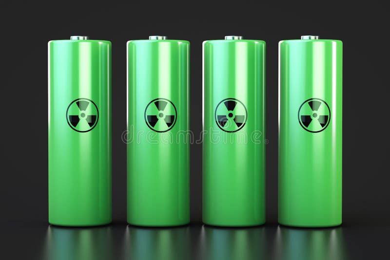 Four Nuclear Batteries. Dark Background Stock Illustration ...