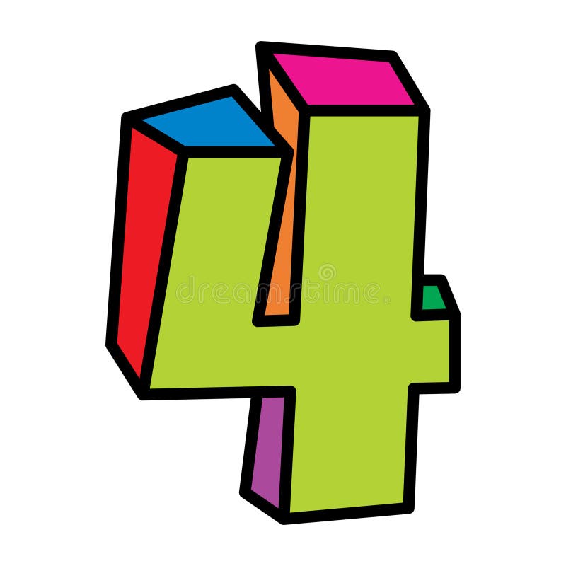 Four or Number 4 Vector Logo Colorful Playful Design Illustration Stock ...