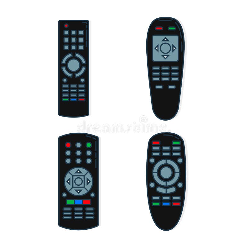 Four Object Hand Remote Control. Multimedia Panel with Shift Buttons ...