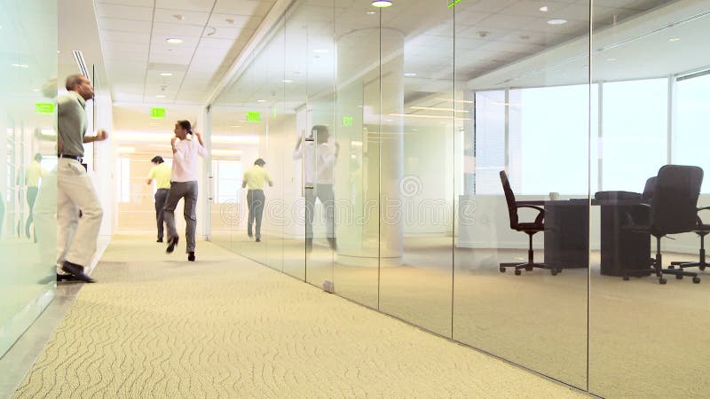 Four Office Colleagues Dancing in Hallway Stock Footage - Video of ...
