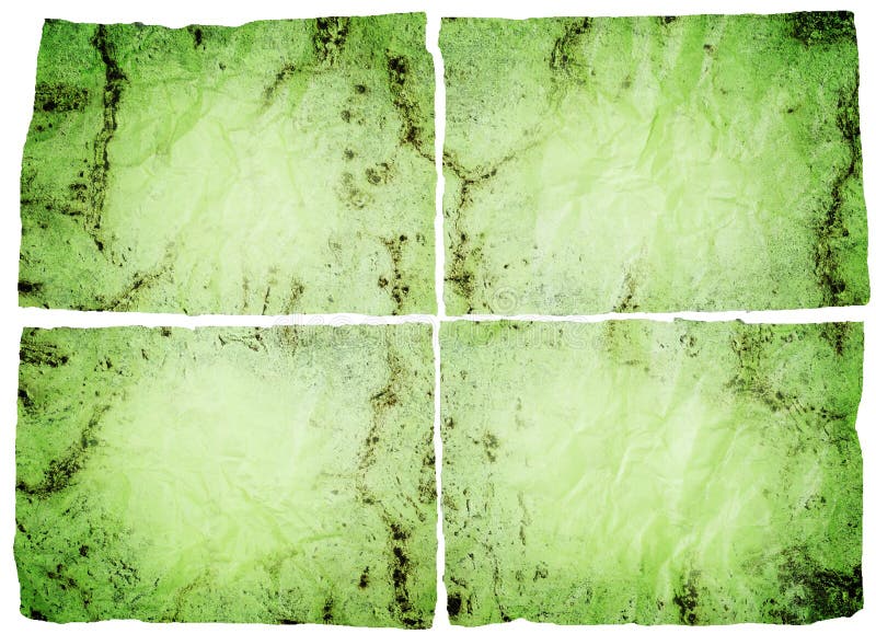 Four Old Crumpled Green Paper Stock Image - Image of isolate, grunge ...
