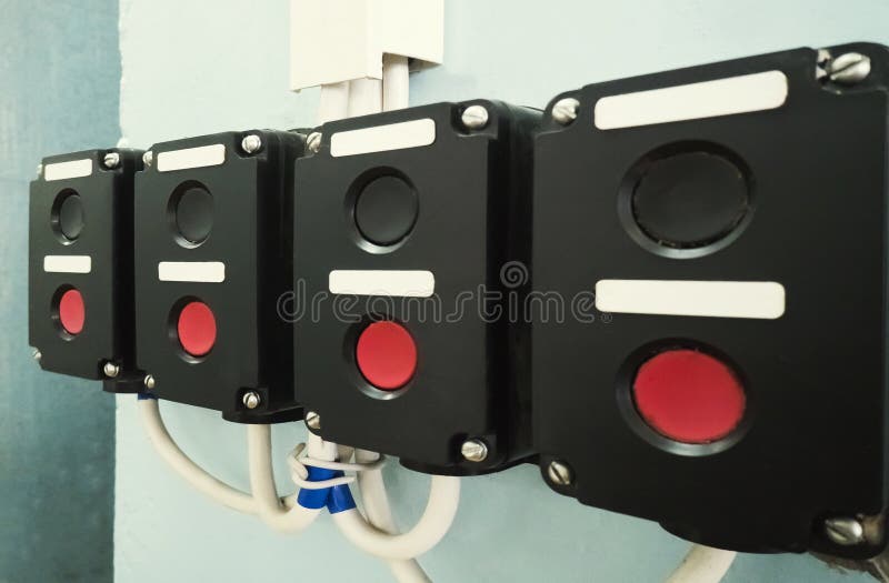 Old Electrical Switches on the Wall in a Factory Stock Image - Image of ...