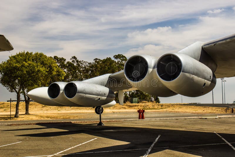 Four Old Jet Engines Attached To Aircraft Wing Stock Image - Image of ...