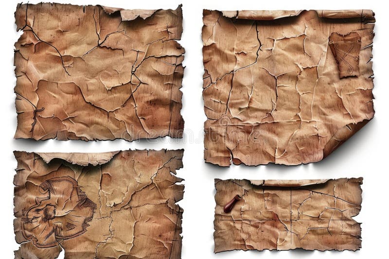 Four Old Papers Stacked on a White Surface Stock Photo - Image of pile ...