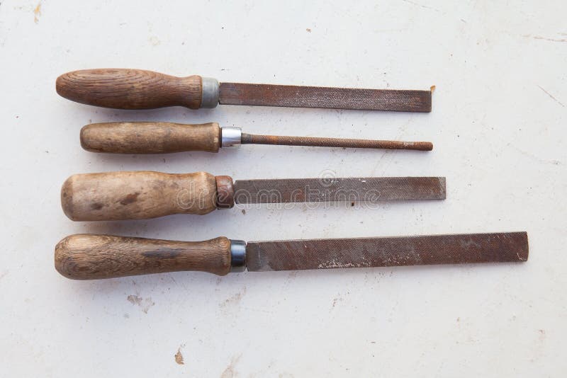 Four Old Rasp on the Desktop in the Workshop Stock Image - Image of ...