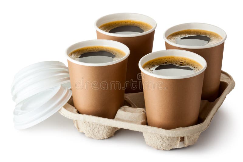 Opened Take-out Coffee with Cup Holder Stock Photo - Image of latte ...
