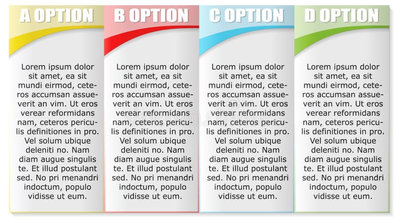 Four Options Template with 3D Page Curl Stock Vector - Illustration of ...