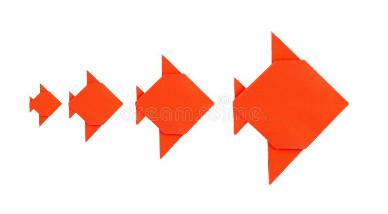 Four Orange Fish Origami from Paper Stock Photo - Image of craft ...