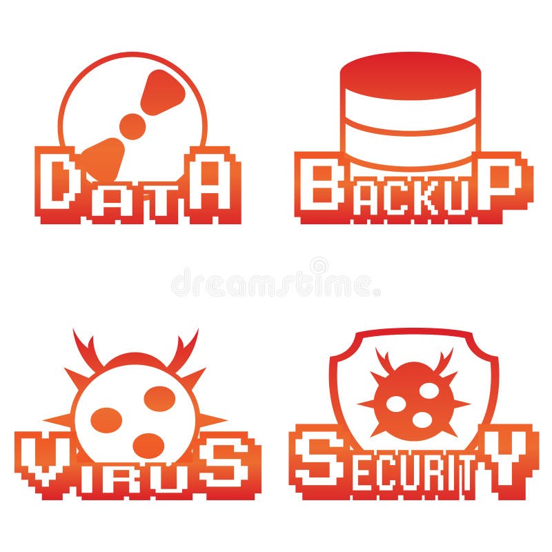 The Four Orange Gradient Icons Stock Vector - Illustration of data ...