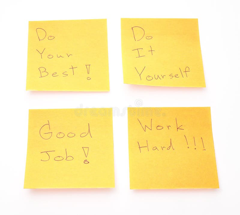 Four orange post it stock photo. Image of word, note - 28055186