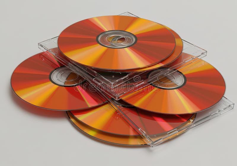 Four Orange and Red CDs Stacked on Top of Each Other AI Generated Stock ...