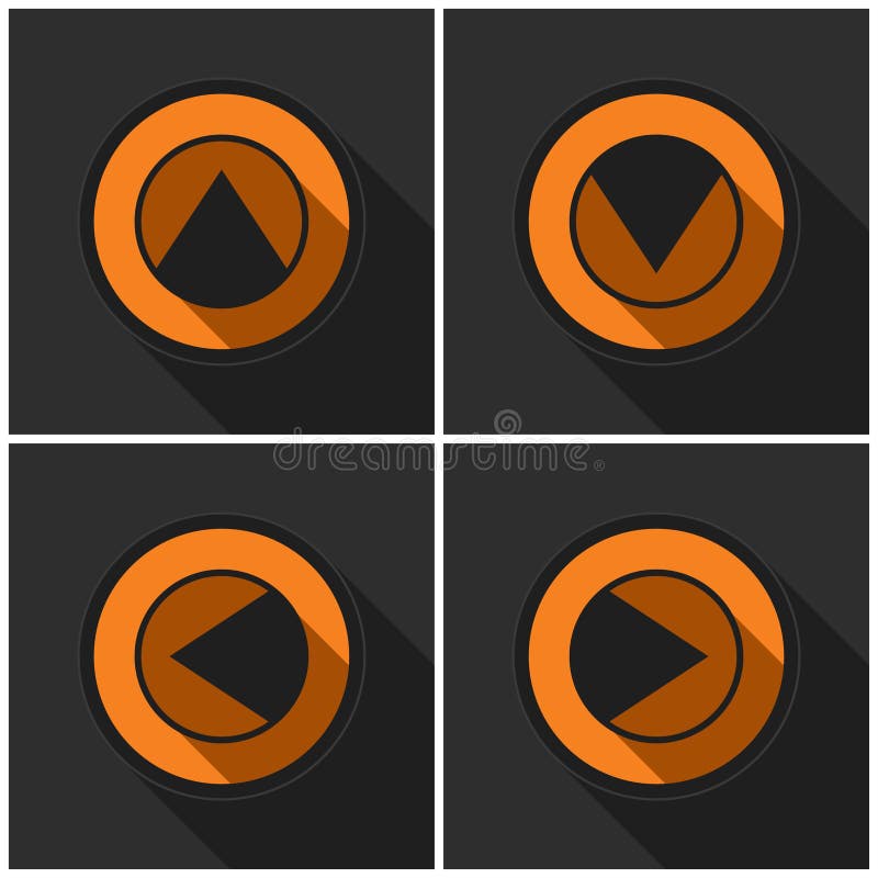 Four Orange Round - Black Arrows with Shadows Stock Vector ...