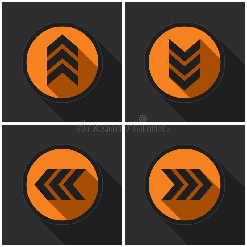 Four Orange Round - Black Arrows with Shadows Stock Vector ...
