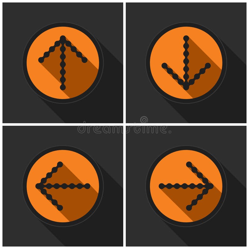 Four Orange Round - Black Arrows and Shadows Stock Vector ...