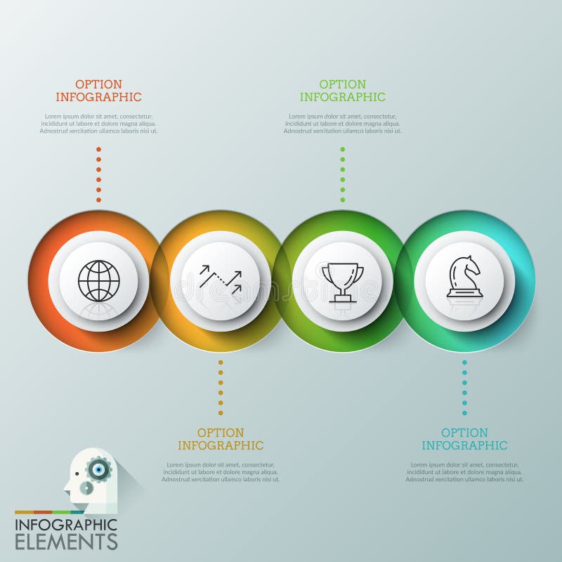 Four Overlapping Translucent Round Elements with Linear Pictograms ...