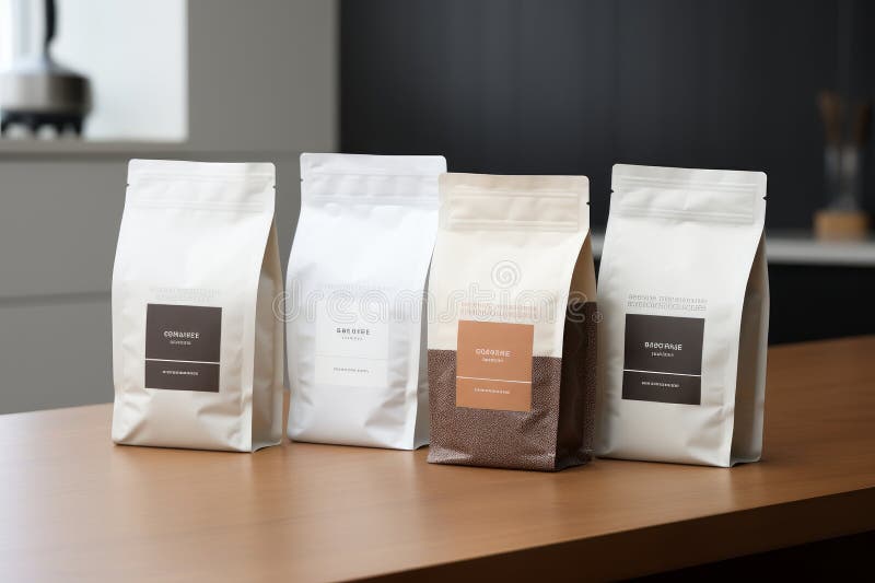 Four Packed Package of Coffee in White Packets Stock Illustration ...