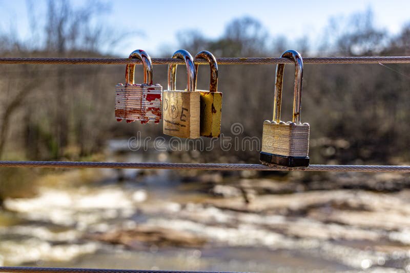 Multiple Padlocks on a Steel Gate To Securely Lock it Stock Image ...