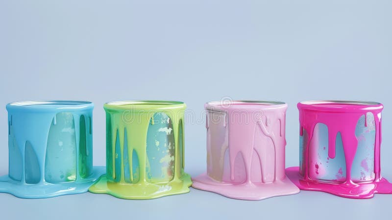 The Four Paint Cans.AI Generated Image Stock Photo - Image of shiny ...
