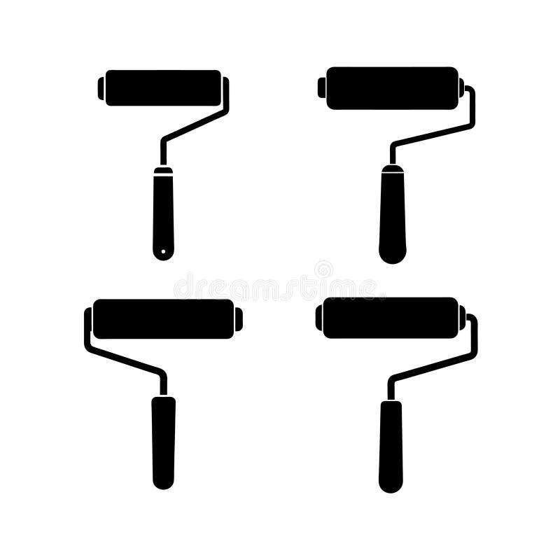 Four Paint Rollers in a Simple, Clean Graphic Design. Stock ...