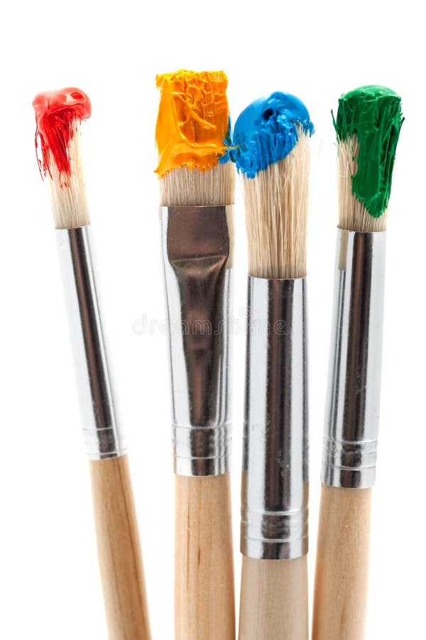 Four paintbrush with color stock image. Image of acryl - 13492953