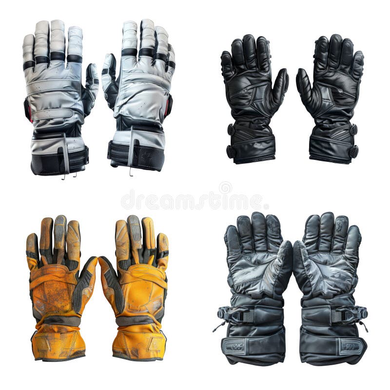 Four Pairs of Leather Gloves with Different Colors and Designs Stock ...