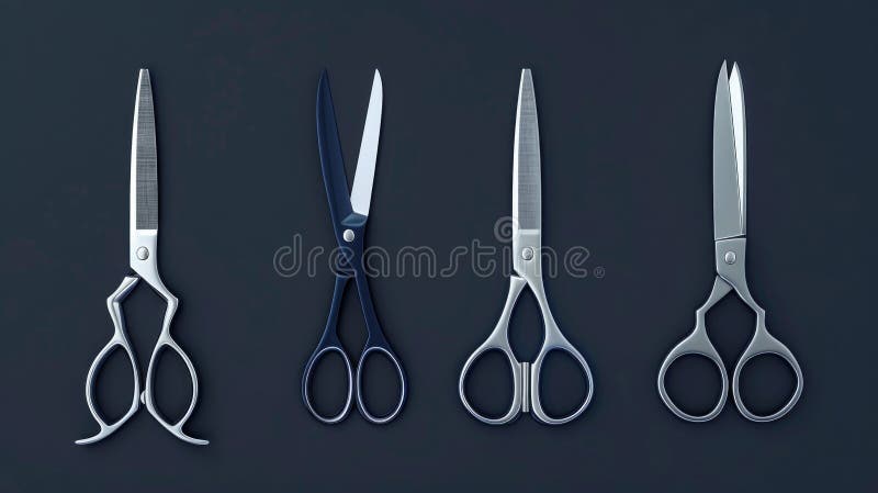 Four Pairs of Scissors Placed Together. Can Be Used for Office or Craft ...