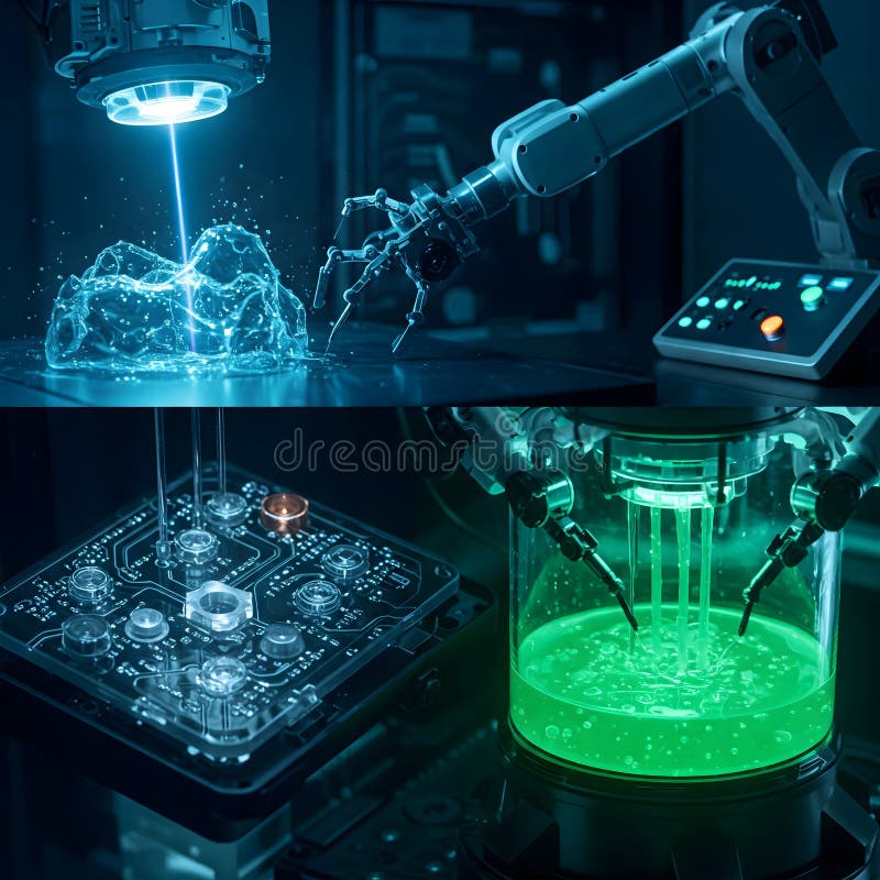 Four-panel Image Showcases Robotic Arms Performing Intricate Tasks with ...