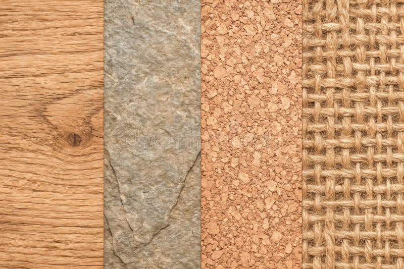 Four Panel Layout Showing Vertical Natural Textures of Light Wood, Flat ...